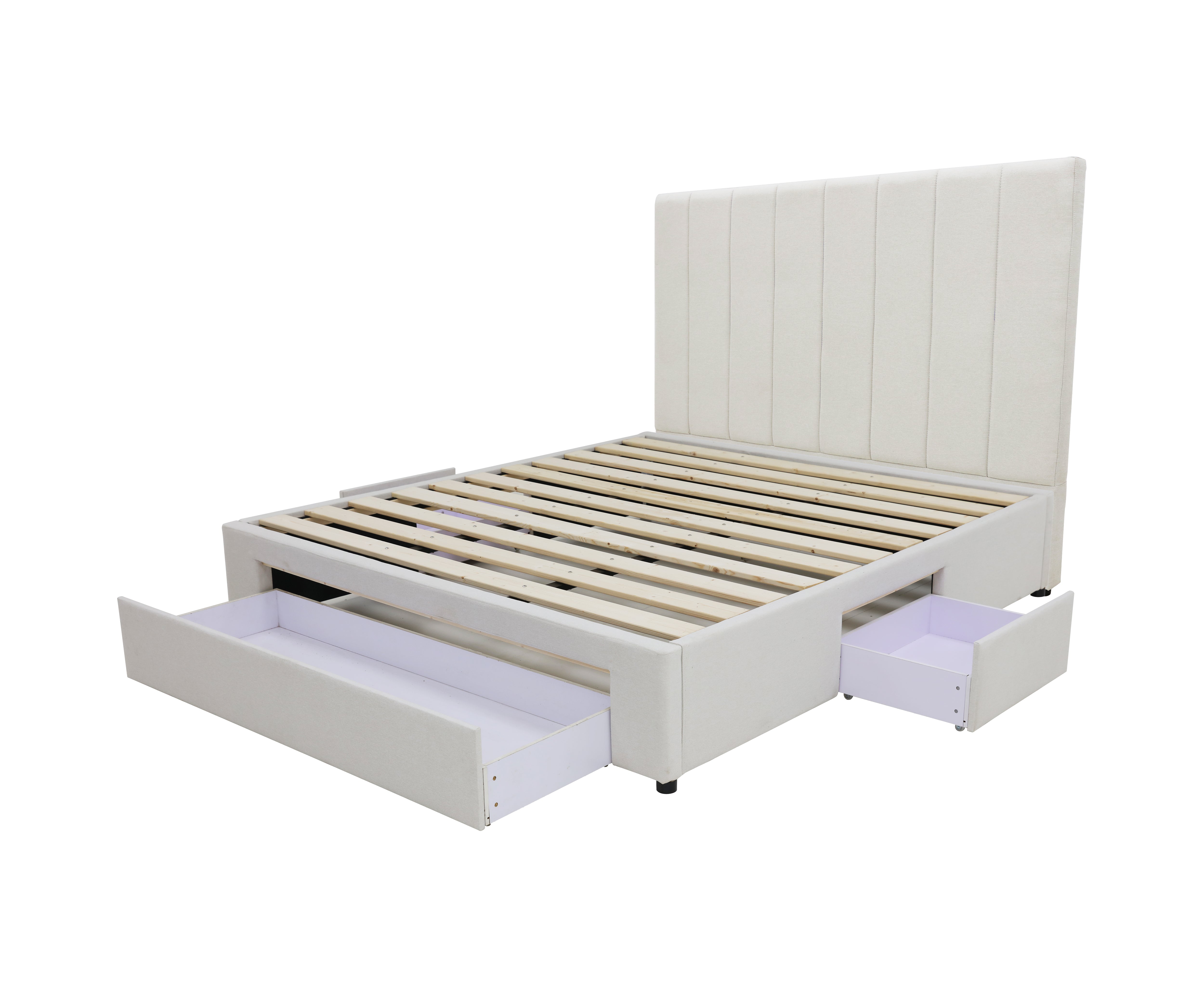 Modern Headboard with Storage bed base set - King - Beige – Sleepcenter ...